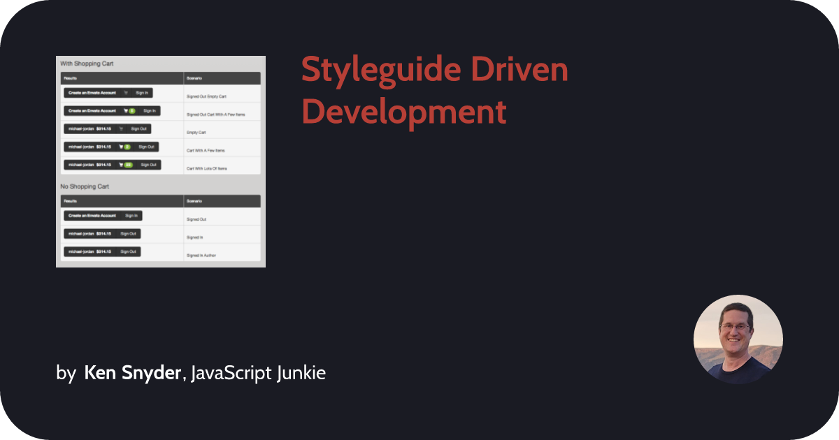 Styleguide Driven Development :: Ken Snyder, JavaScript Junkie